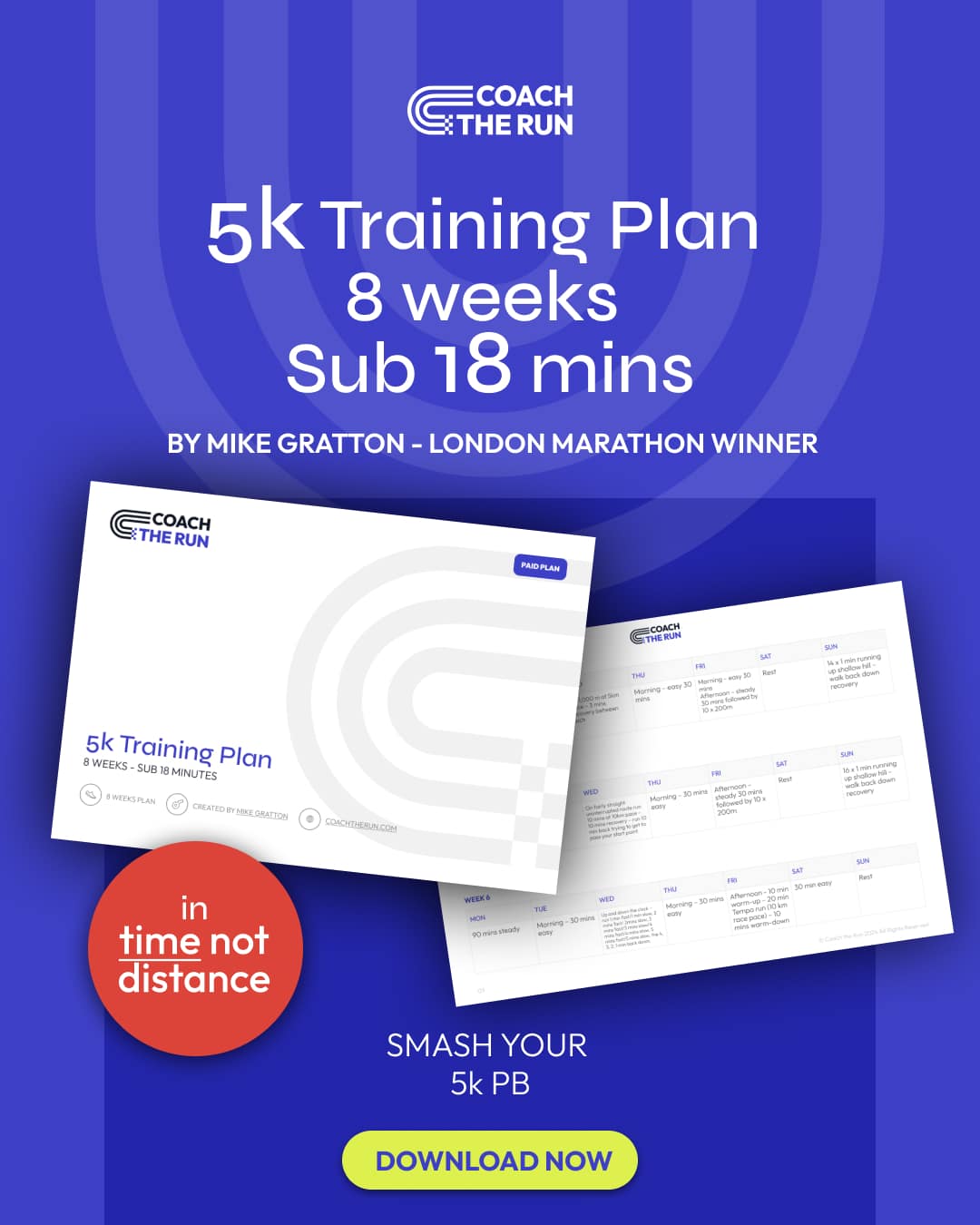 5k Training Plan - 8 weeks - Sub 18 mins | Coach the Run