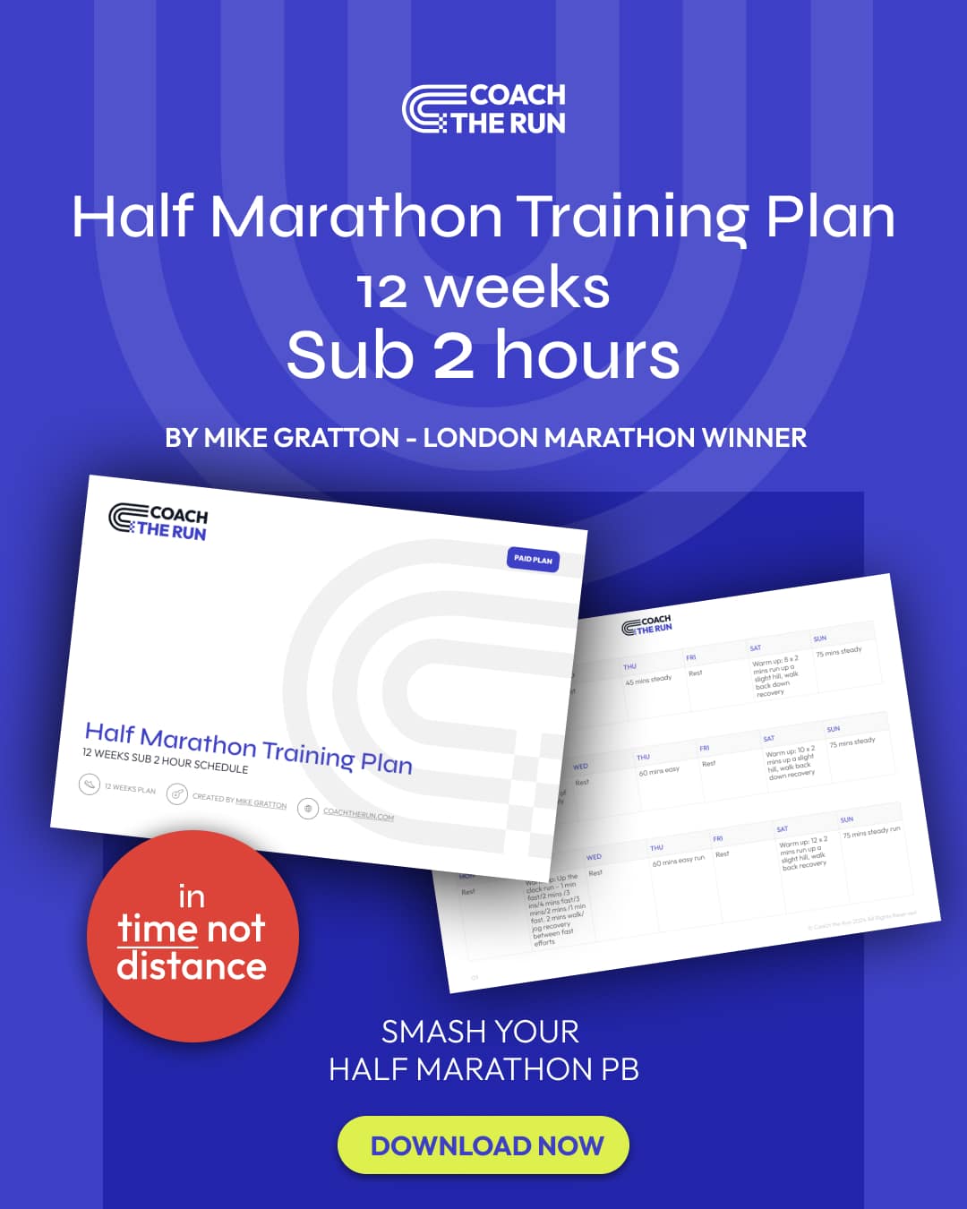 Half Marathon Training Plan - 12 weeks - Sub 2 hours | Coach the Run